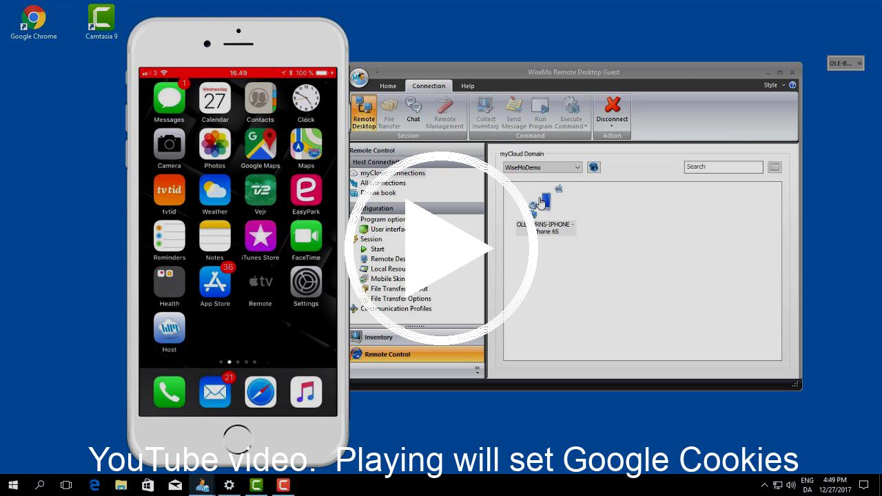 Remote desktop access to iPhone and iPad – beta (not released) | WiseMo